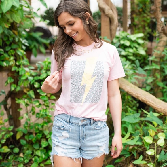 Jane Marie | Tops | Jane Marie Light Pink Leopard And Lightning Bolt ...